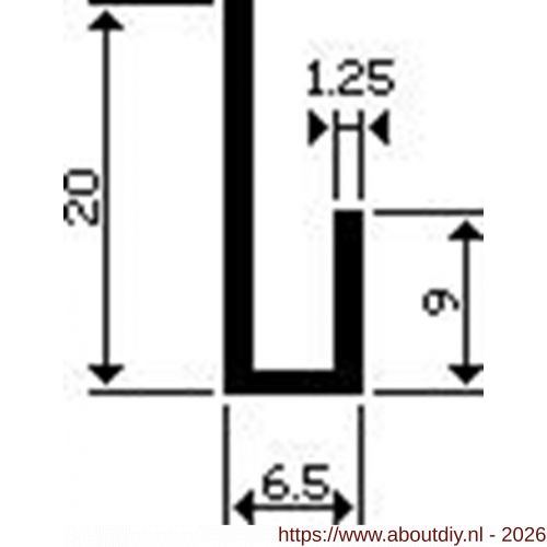 AluArt U-profiel ongelijkzijdig 9x6,5x20x1,25 mm L 6000 mm aluminium ...